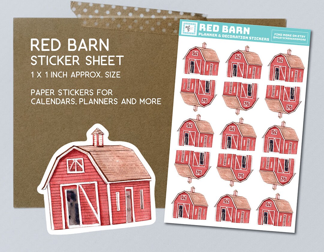 Red Barn Stickers, Farm, Barn Life, Bullet Journal, Diary, Farm Animal ...
