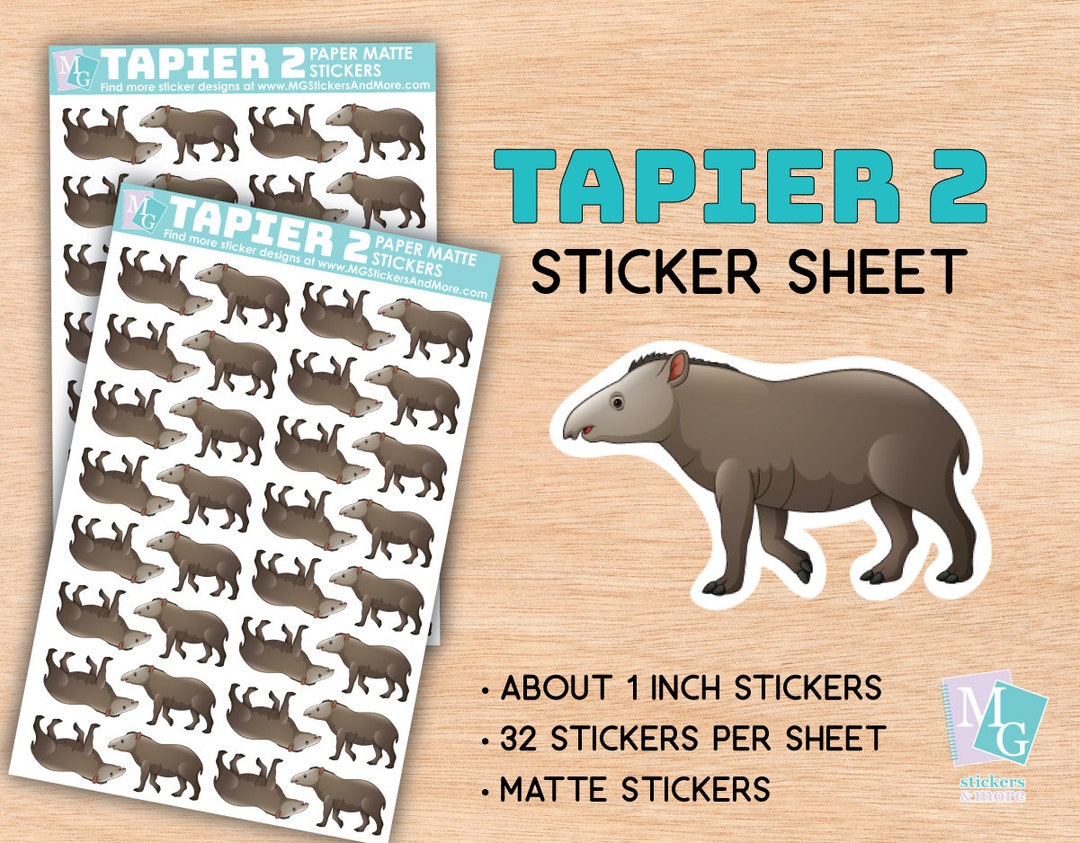 Tapir Sticker Sheet, Matte Stickers, Zoo, Animal Love, Animals ...