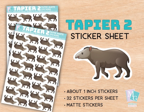 Tapir Sticker Sheet Matte Stickers Zoo Animal Love - Etsy