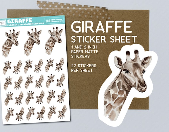 Giraffe Sticker Sheet Paper Matte Stickers Giraffes - Etsy