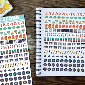 Music Stickers, Planner Sticker, Icons, Small, Mini, Paper Matte ...