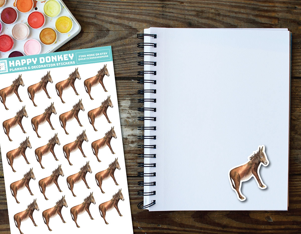 Donkey Stickers Happy Donkey Donkey Stationary Farm Life | Etsy