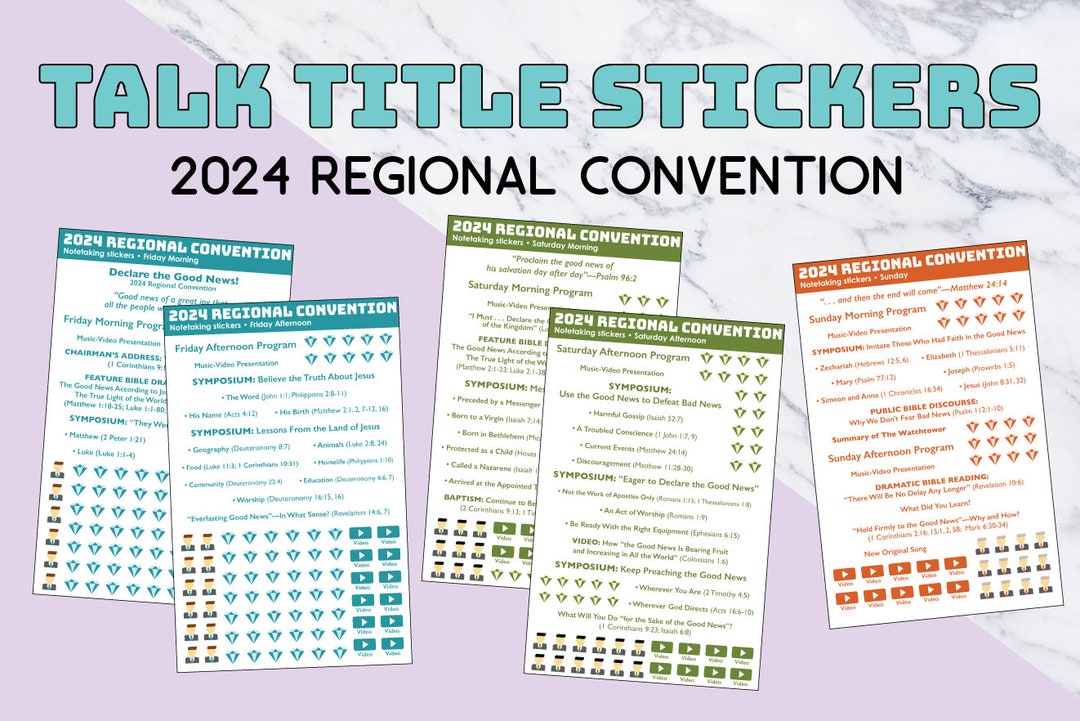 2024 Regional Convention Program Stickers, Talk Title Sticker Set, JW ...