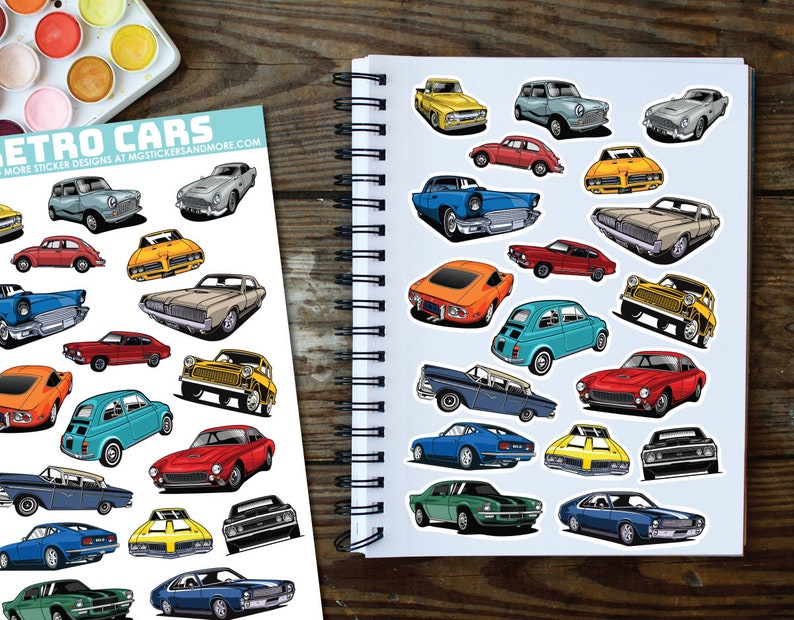 Retro Rides Vintage Car Sticker Sheet Old Muscle Car - Etsy