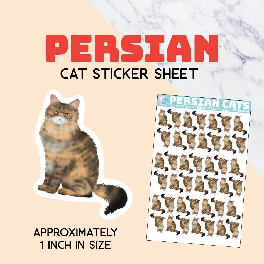 Persian Cat Sticker Sheet Emojis Fancy Cat Stationary - Etsy