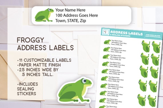Address Labels Frog Style Custom Paper Sticker Label Bonus | Etsy