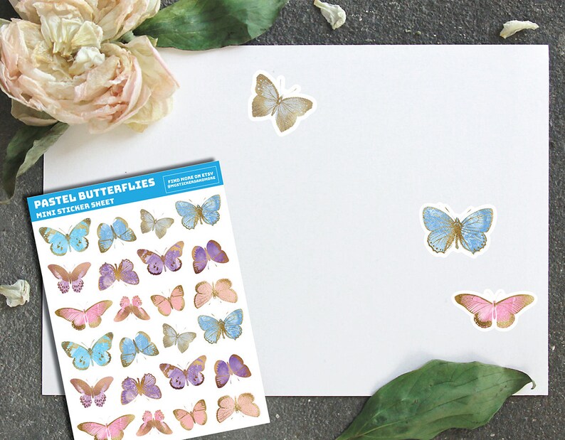 Mini butterfly stickers pastel butterflies cottage core | Etsy