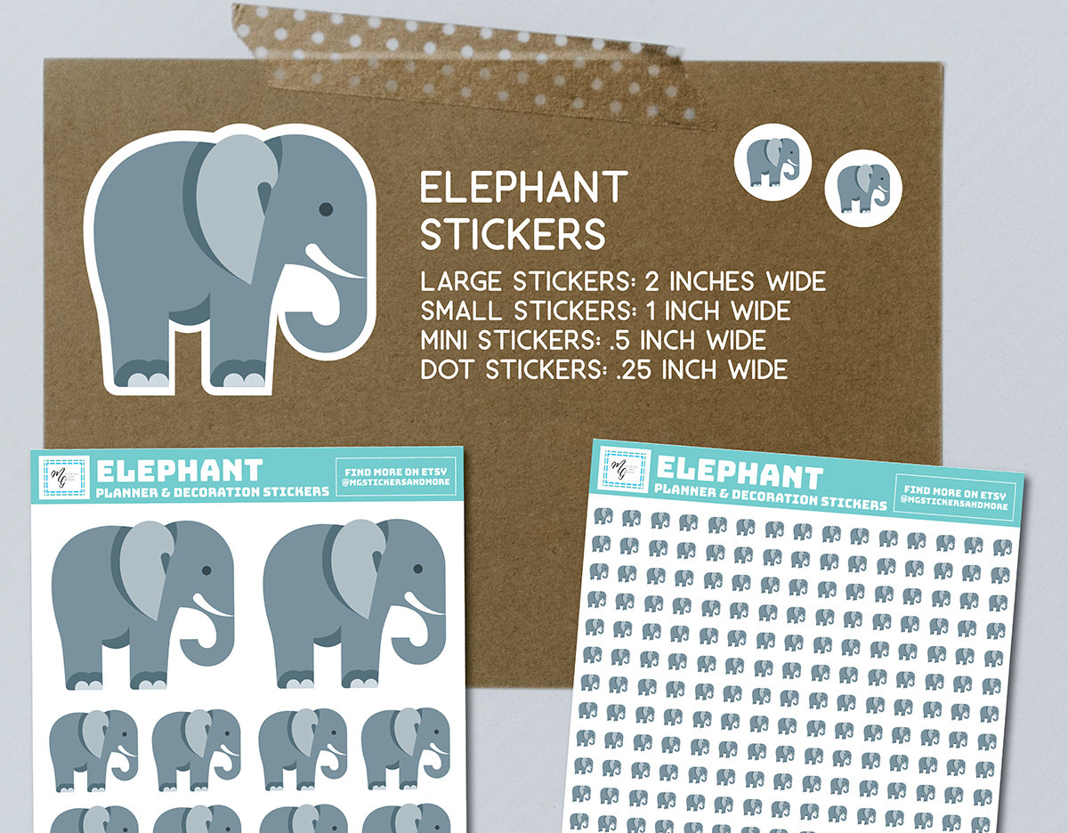 Elephant Stickers Bullet Journal Planner Stickers Animal - Etsy
