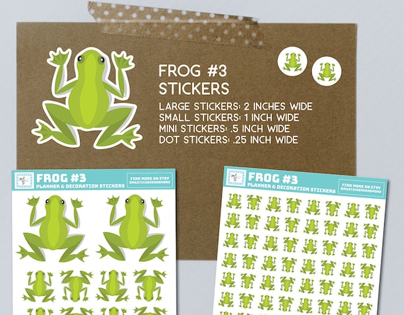 Frog 3 Paper Stickers Frog Stickers Mini Stickers Large | Etsy