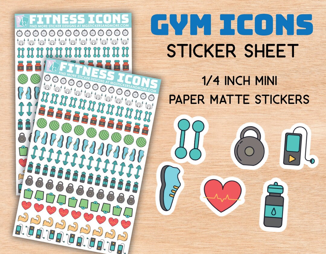 Fitness Stickers, Planner Sticker, Icons, Small, Mini, Paper Matte ...