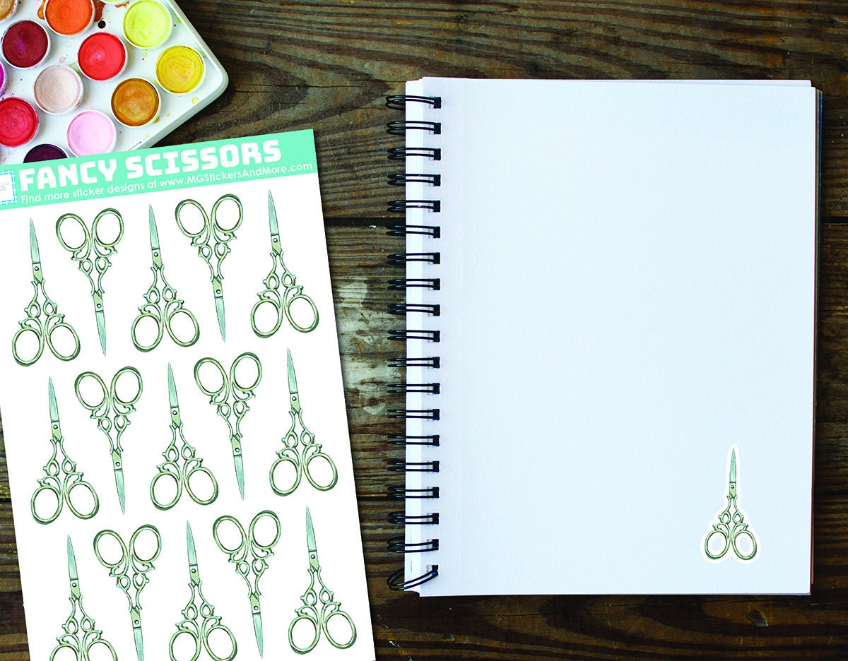 Fancy Scissor Sticker Sheet Scissors Sticker Sewing - Etsy