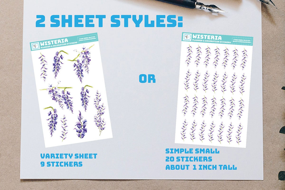 Wisteria Flower Sticker Sheet Wisteria Stickers Purple | Etsy