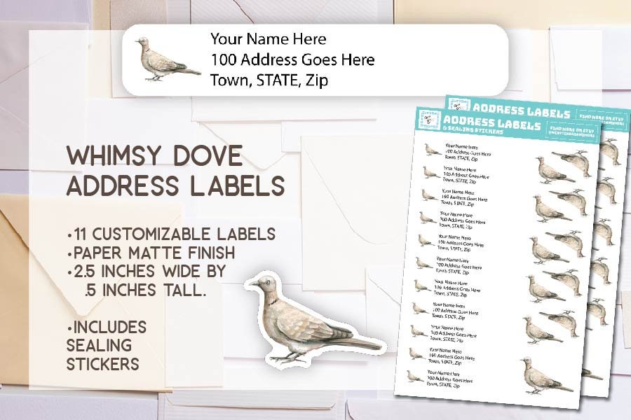 Dove bird return address labels stickers custom mailing | Etsy