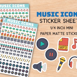 Music Stickers, Planner Sticker, Icons, Small, Mini, Paper Matte ...