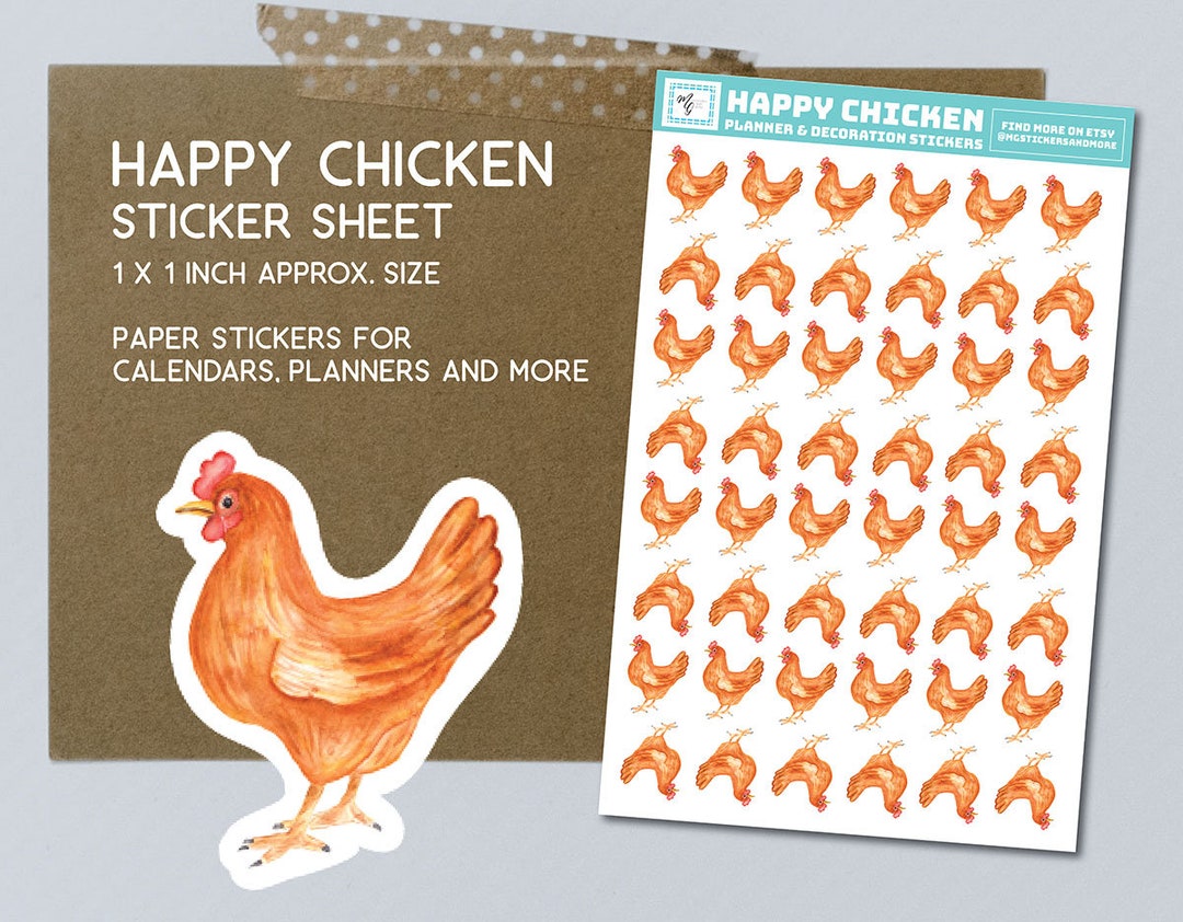 Chicken Stickers, Happy Chicken, Bullet Journal, Hen, Farm Animal ...