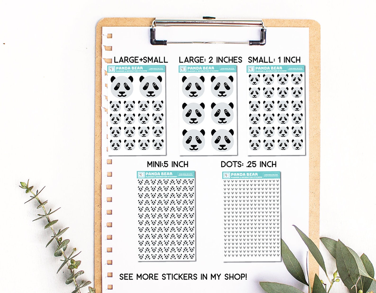 Panda Stickers for Bullet Journal, Planner, Pegatinas De Panda Para ...