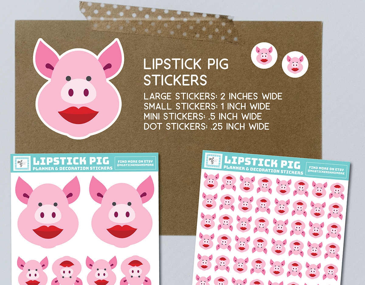 Lipstick Pig, Stickers, Piggy, Love Pigs, Animal Stickers, Oink, Pink ...