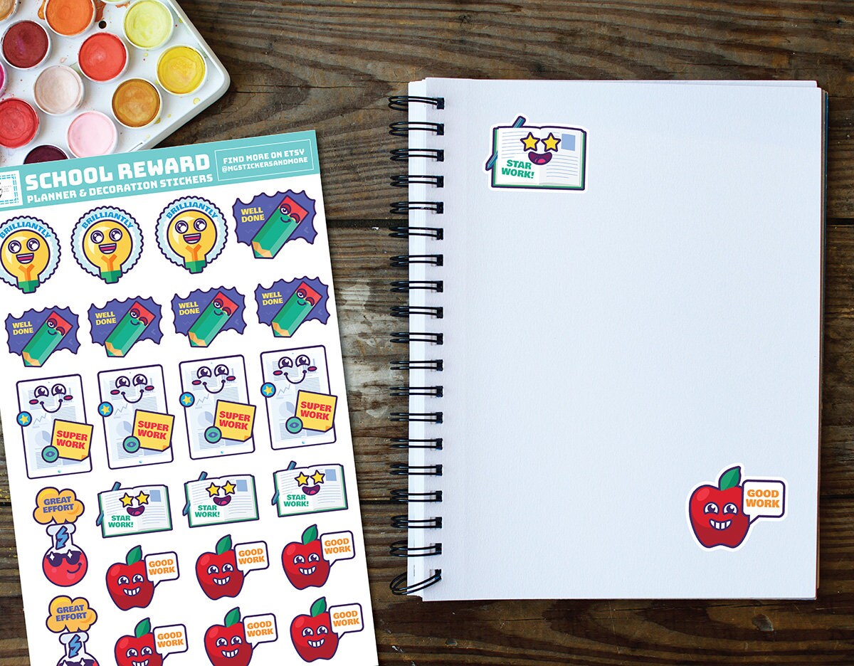 School Reward Stickers Brilliant Well Done Super Work Star - Etsy
