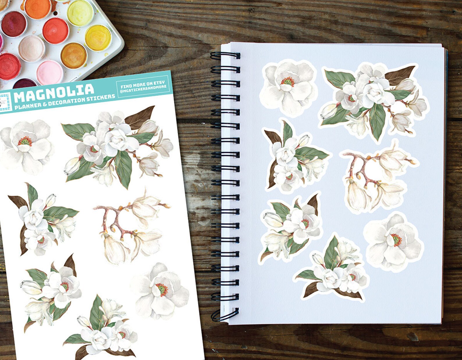 Magnolia Stickers Magnolias White Magnolia Sticker Sheet - Etsy