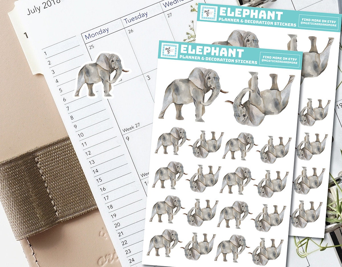 Elephant Sticker Sheet Paper Matte Stickers Elephants - Etsy