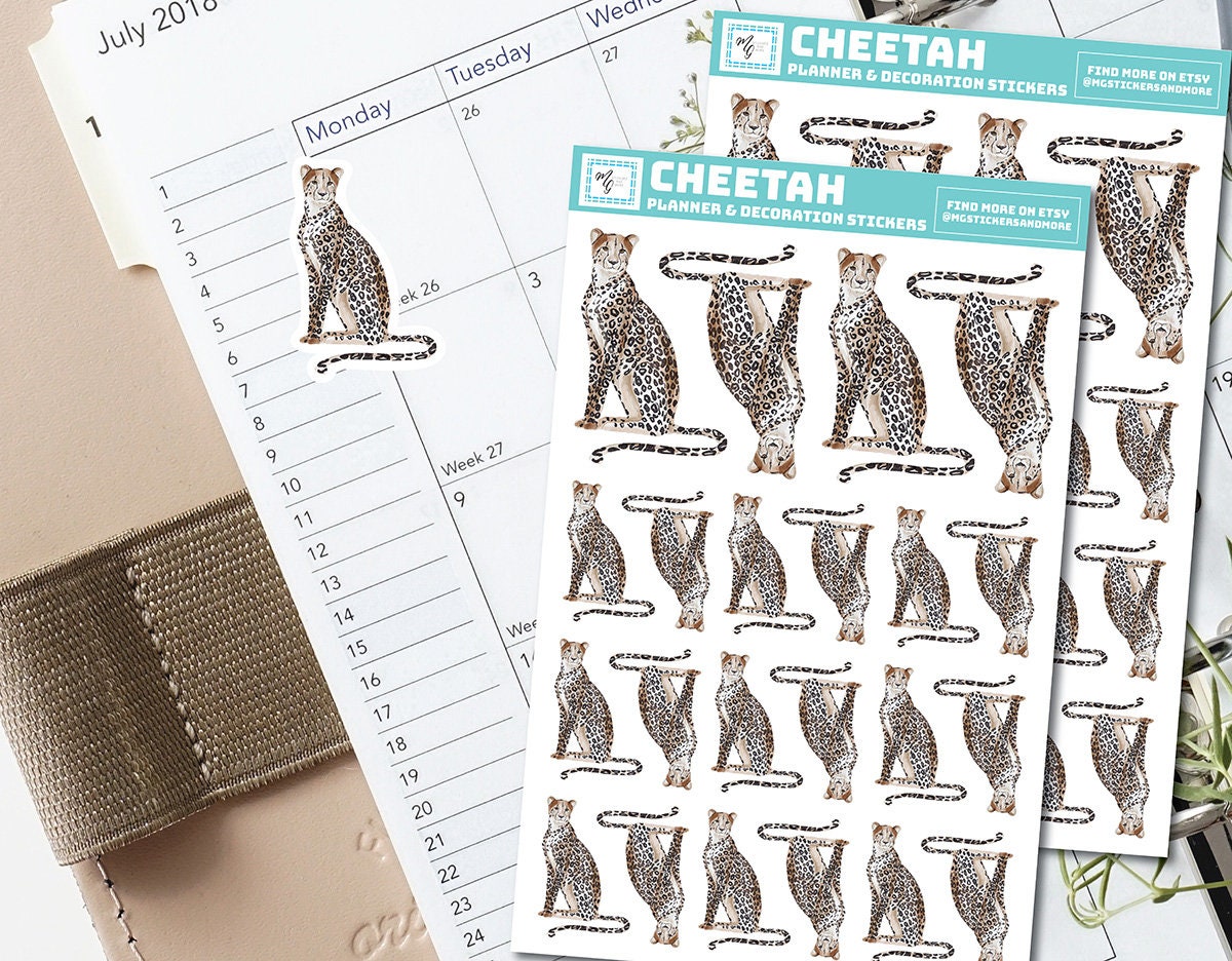 Cheetah Sticker Sheet Paper Matte Stickers Cheetahs - Etsy