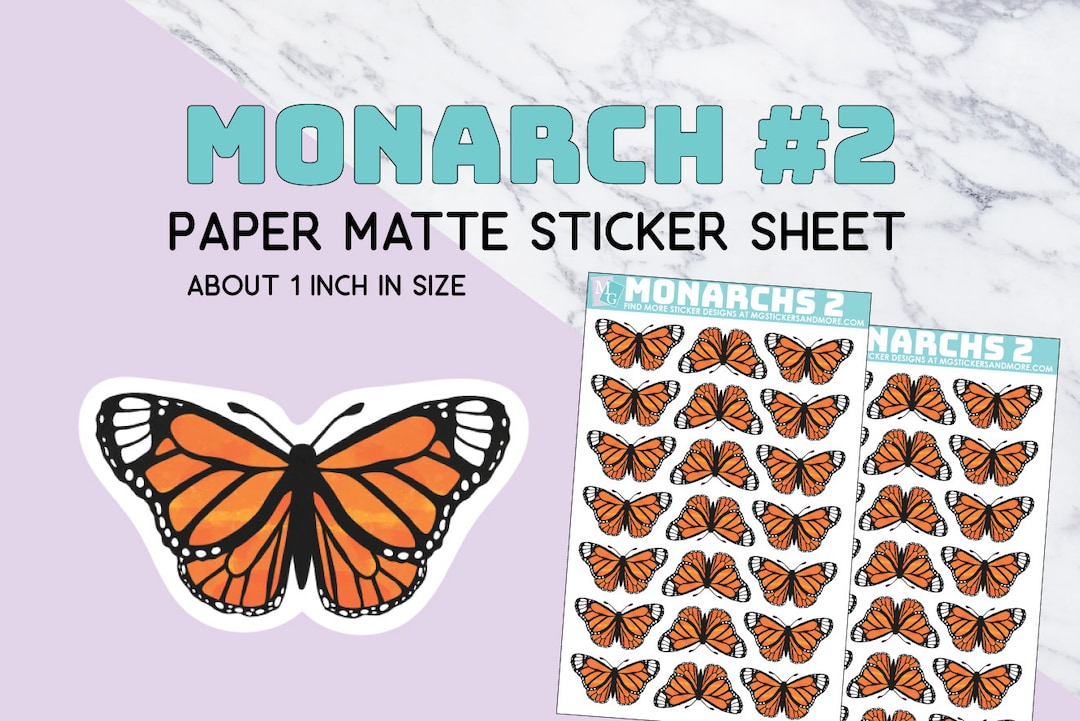 Monarch Sticker Sheet, Butterfly, Stickers, Heart, Romance, Cute ...