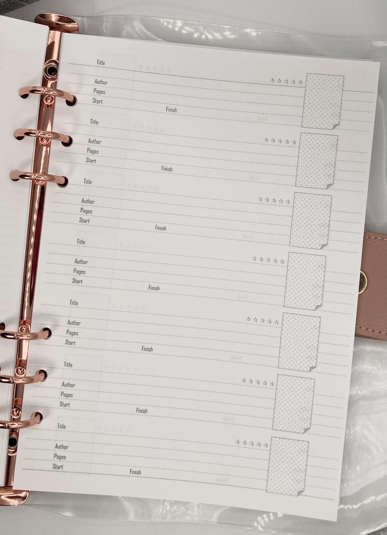 A5 Reading Log Binder Inserts: Book Review Tracker - Etsy