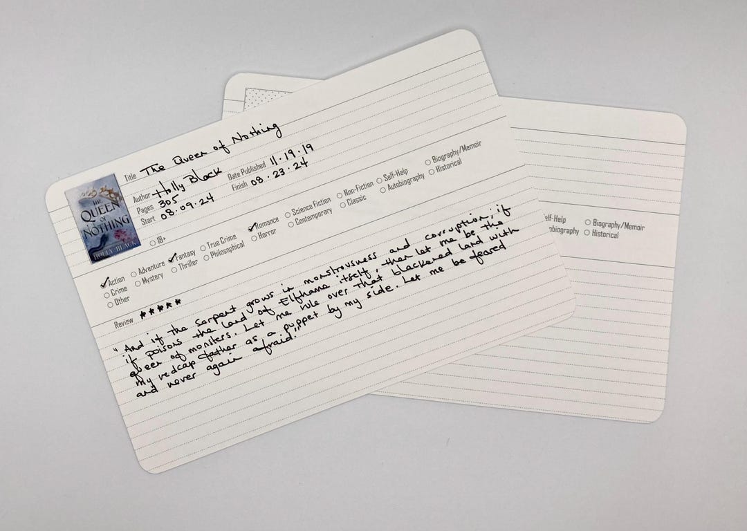 Book Review Index Cards: Reading Tracker With Sticker Template - Etsy