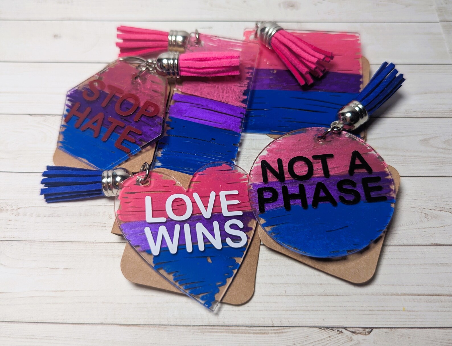 Hand-painted Bi Pride Flag Keychain - Etsy