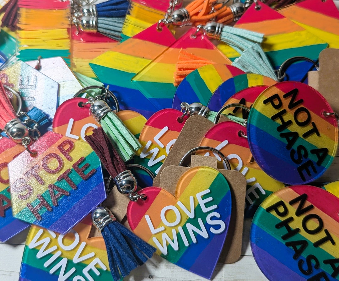 Hand-painted OG Pride Flag Keychain - Etsy