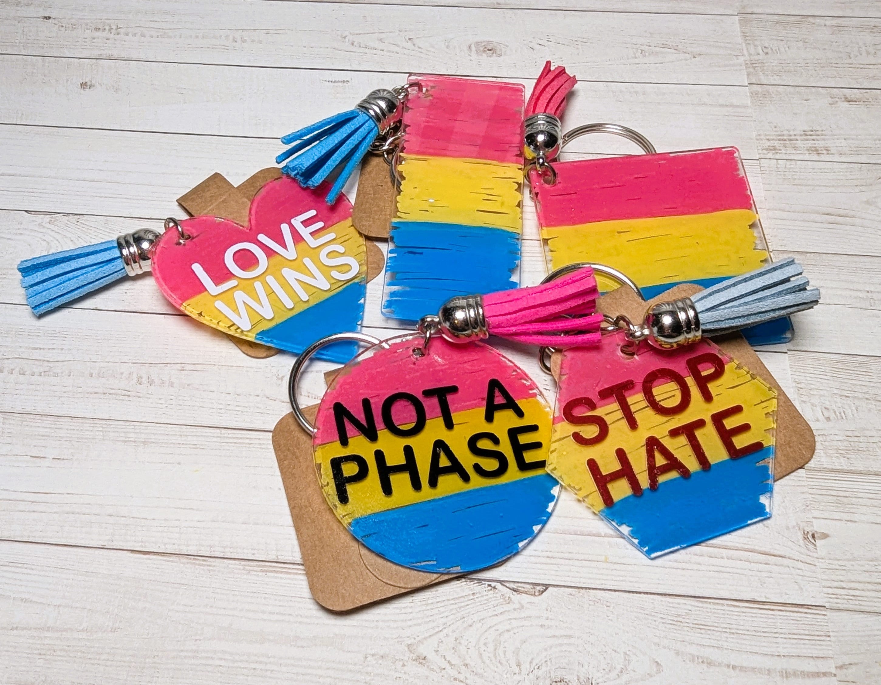 Hand-painted Pan Pride Flag Keychain - Etsy