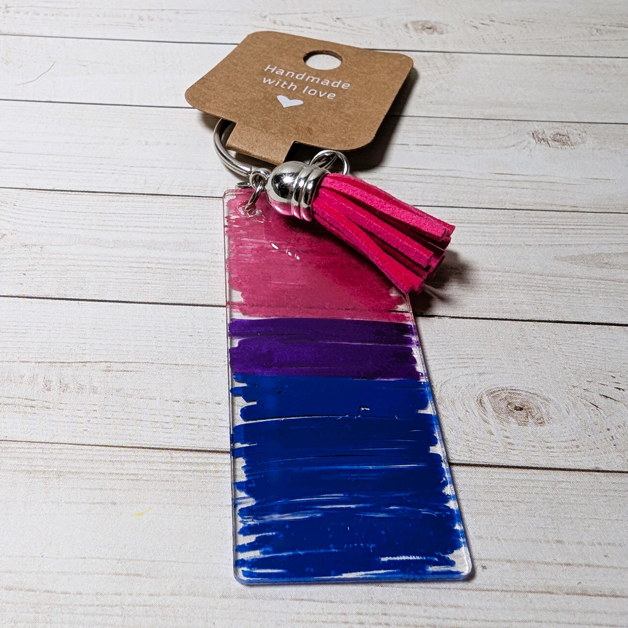 Hand-painted Bi Pride Flag Keychain - Etsy