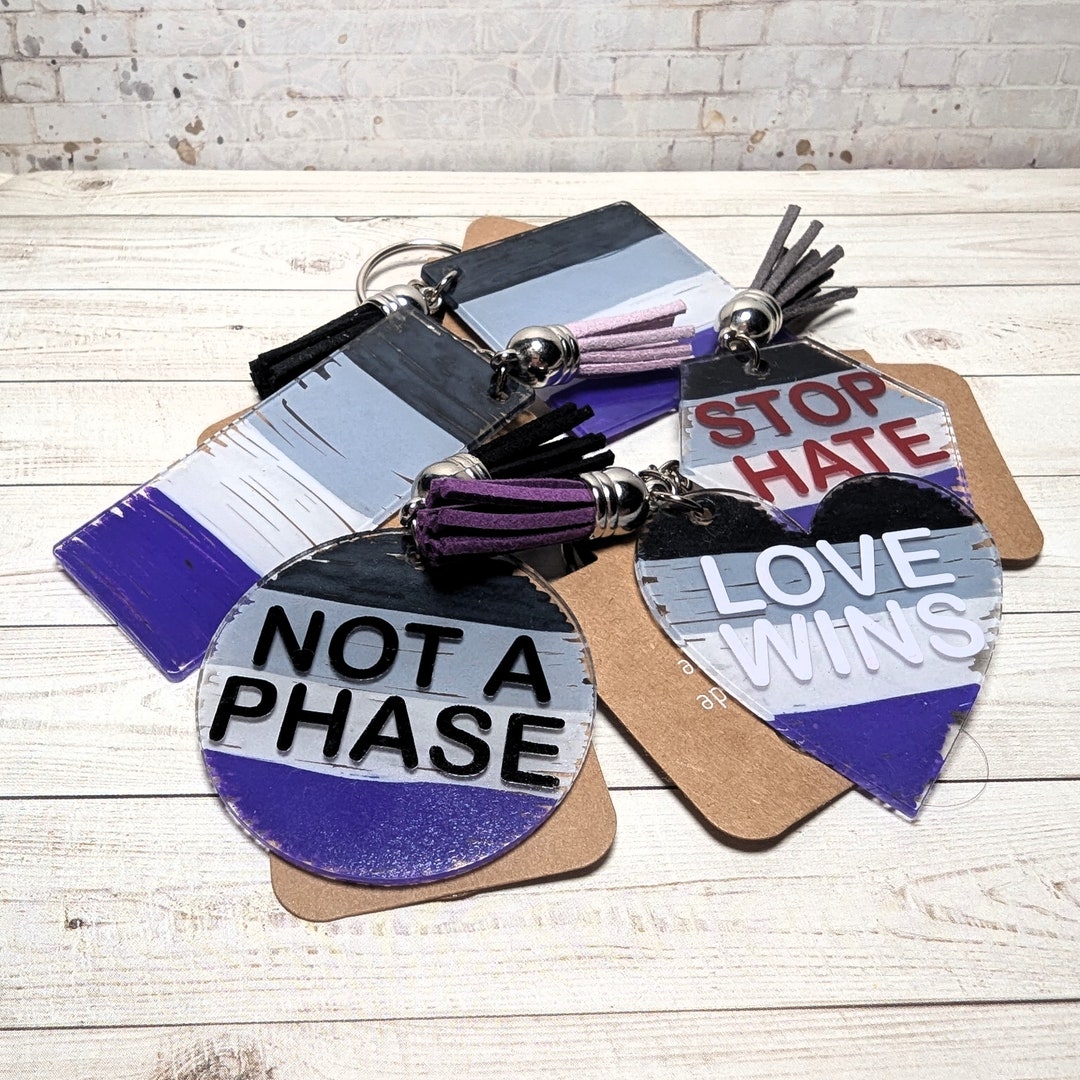 Hand-painted Ace Pride Flag Keychain - Etsy