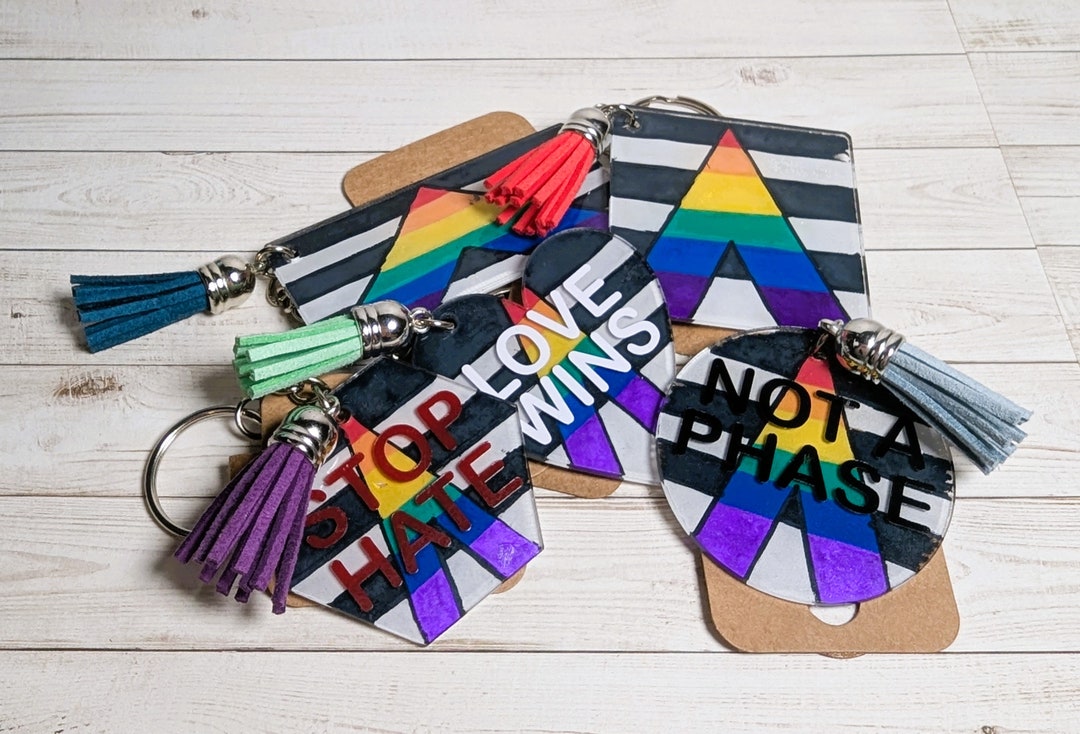 Hand-painted Ally Pride Flag Keychain - Etsy