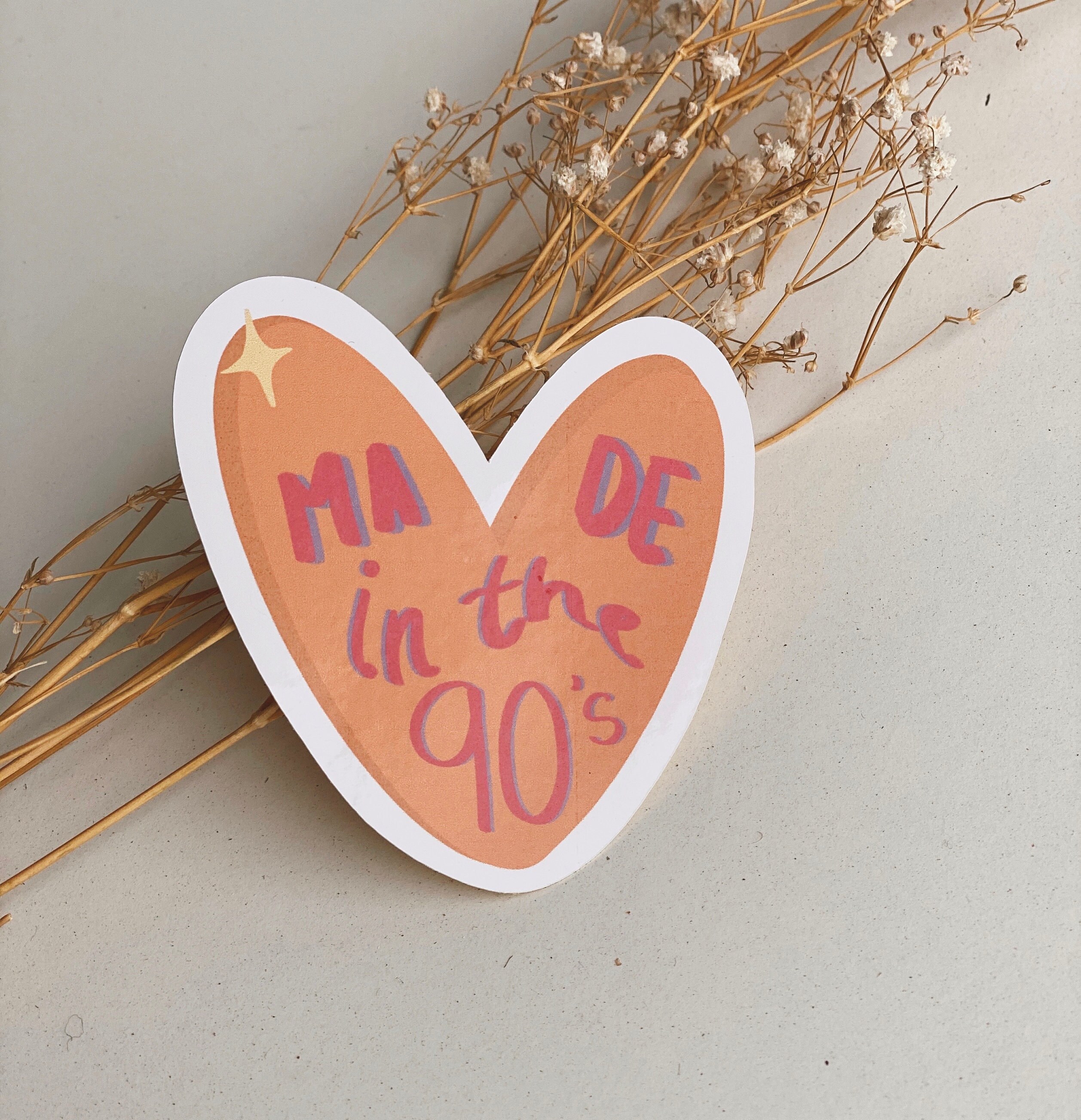 STICKER Retro 90s Kids Heart Vintage Brown and Pink Matte | Etsy