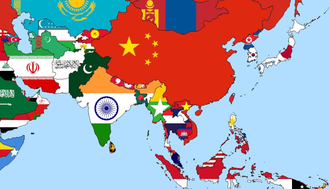All Countries Vector World Map - Detailed World Map Drawing. Flags ...