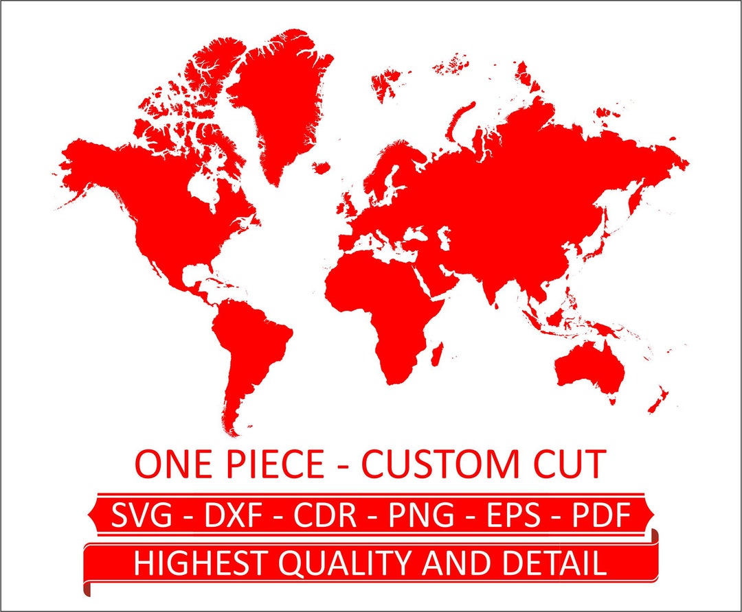 World Map Vector Laser Cut File. Svg - Dxf - Cdr - Png - Eps - Pdf ...