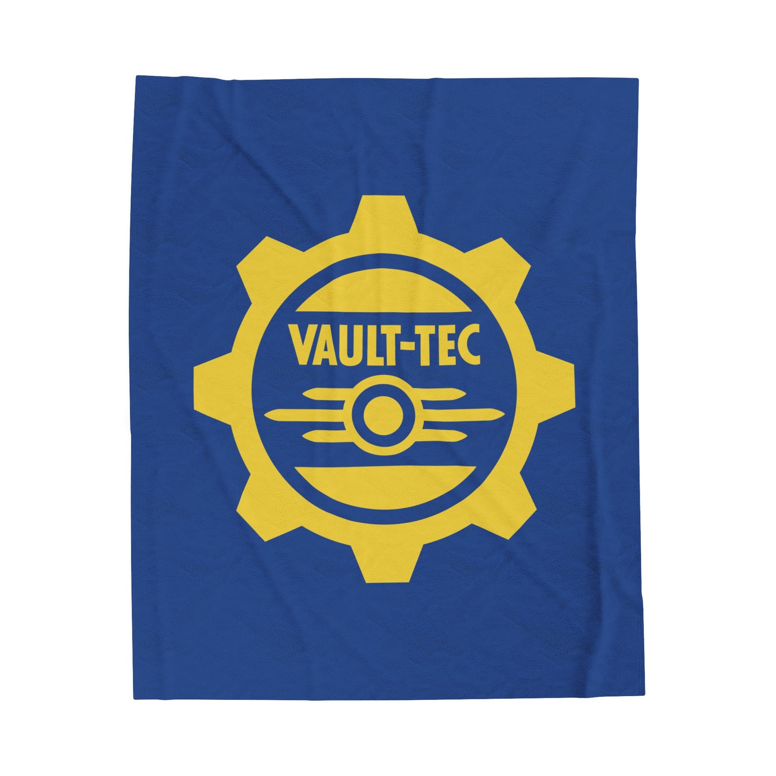Vault-tec Blue and Yellow Gear Pattern Blanket Fallout Inspired Cozy ...
