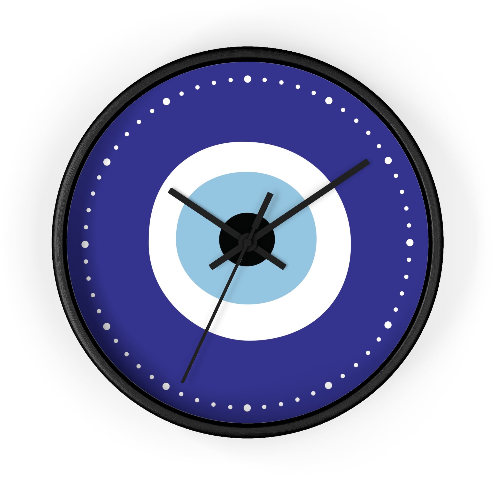 Unique Evil Eye Wall Clock Modern Blue & White Design, 10 Inch, Evil ...