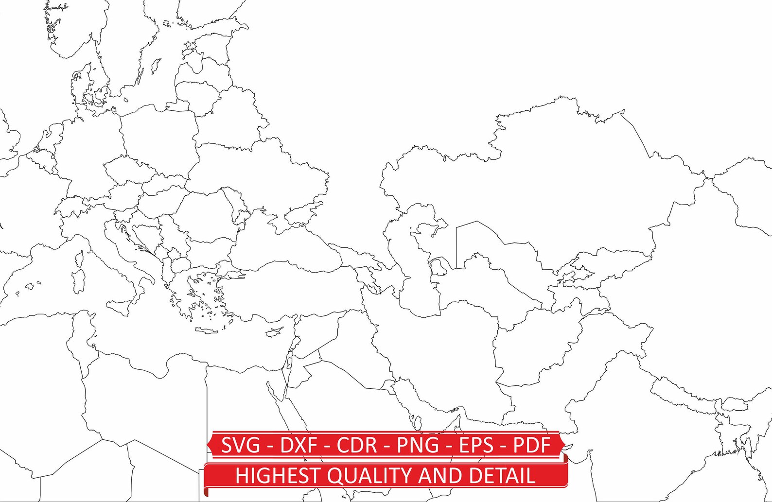 World Map Vector Laser Cut File. Svg - Dxf - Cdr - Png - Eps - Pdf ...