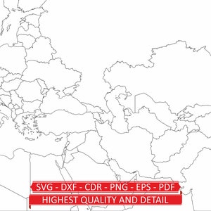 World Map Vector Laser Cut File. Svg - Dxf - Cdr - Png - Eps - Pdf ...