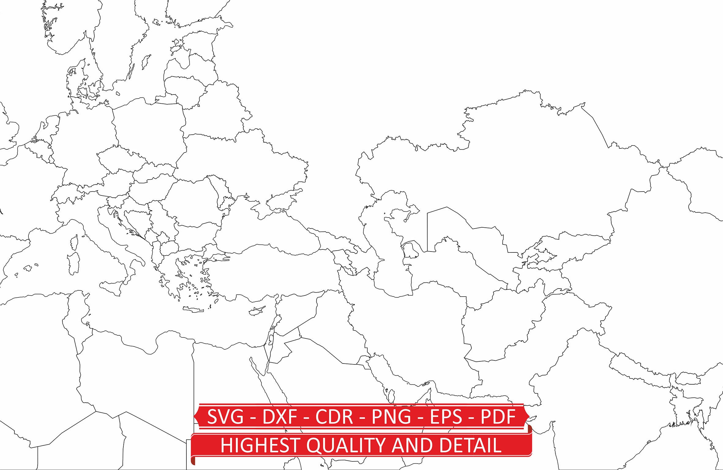 World Map Vector Laser Cut File. Svg - Dxf - Cdr - Png - Eps - Pdf ...