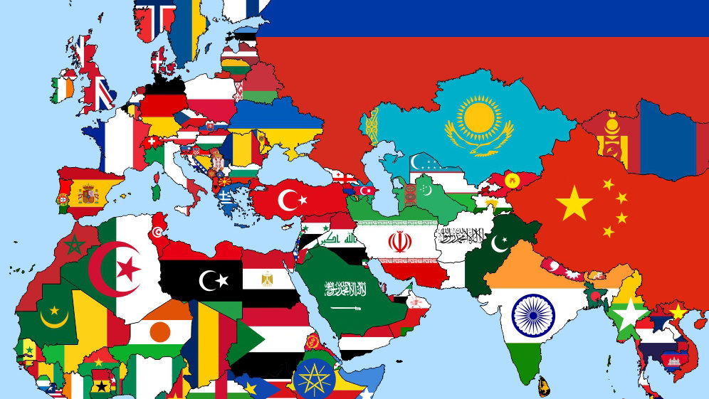 Detailed World Map With Country Flags - Etsy
