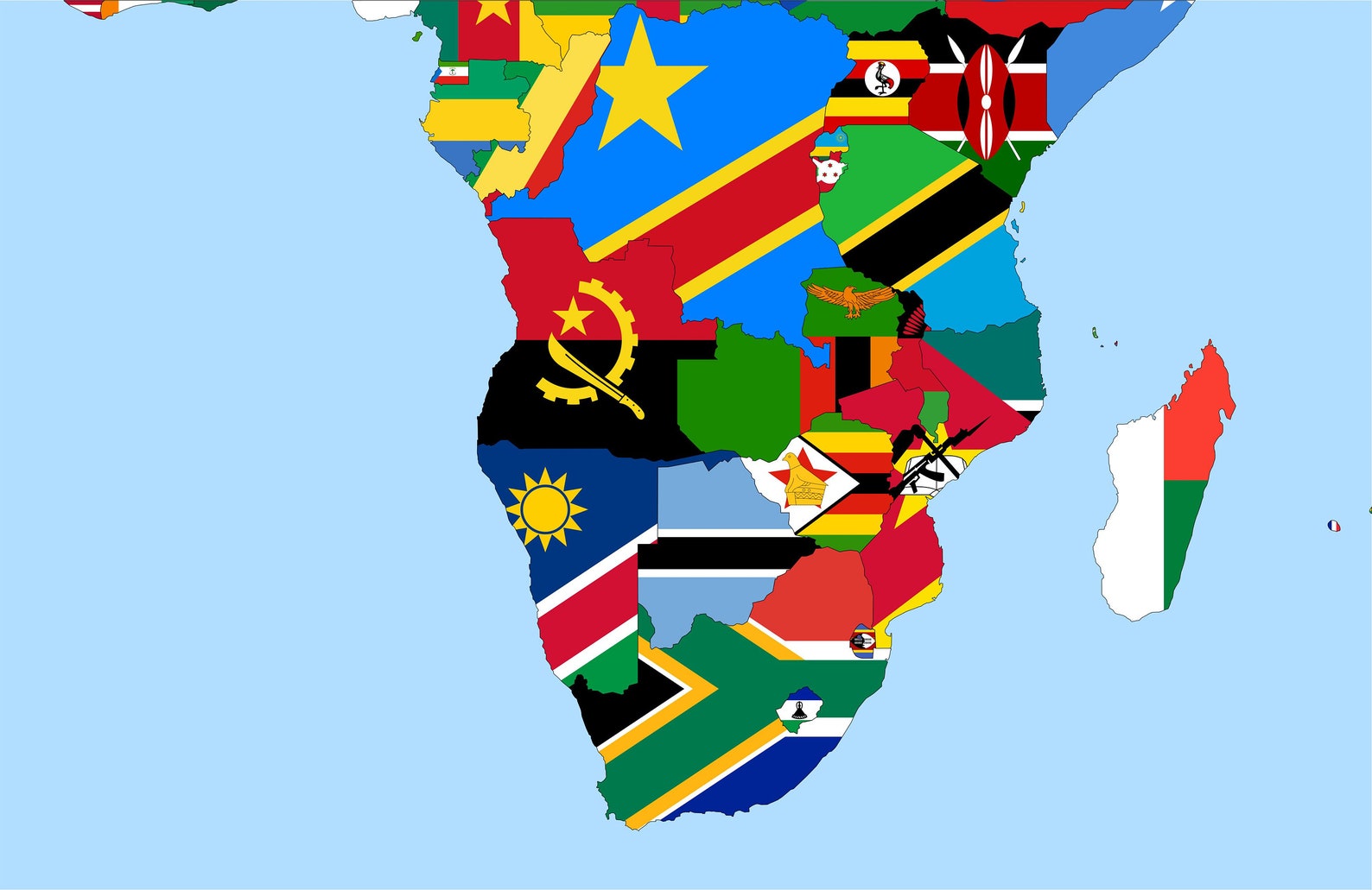 All Countries Vector World Map Detailed World Map Drawing. Flags Within ...