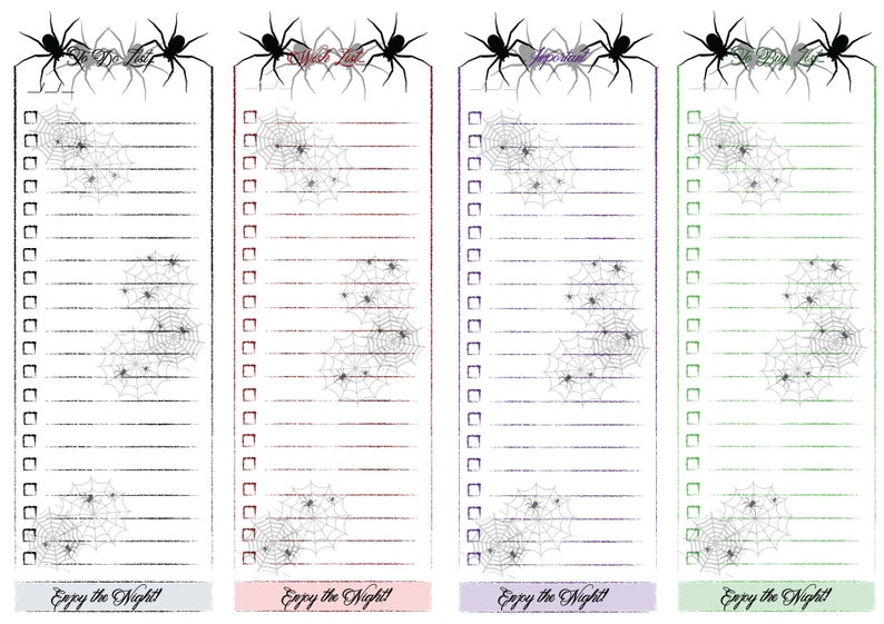 Spooky to Do Lists, Four Styles Perfect to Daily Planners, Bullet ...