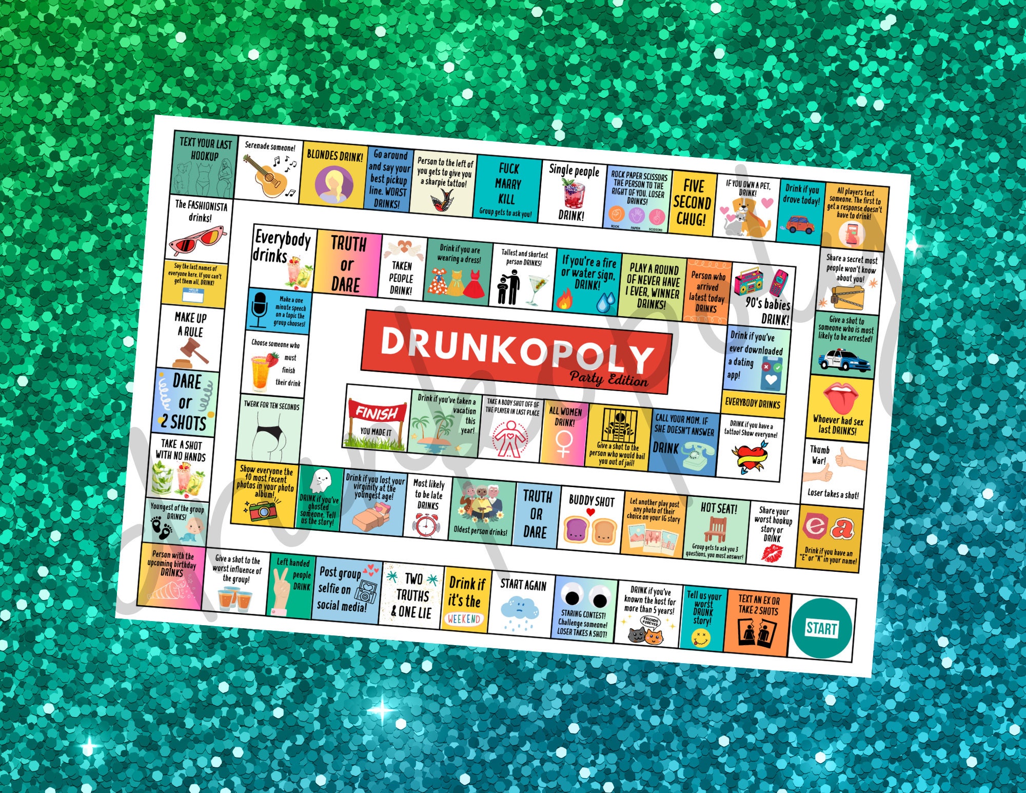 DRUNKOPOLY Party Edition for Game Night Adult Drinking Game - Etsy