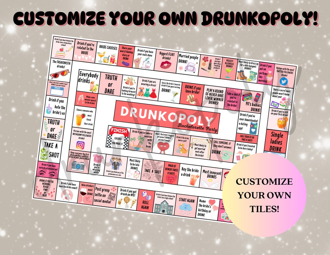 CUSTOM Drunkopoly Board Game for Bachelorette Party Game - Etsy