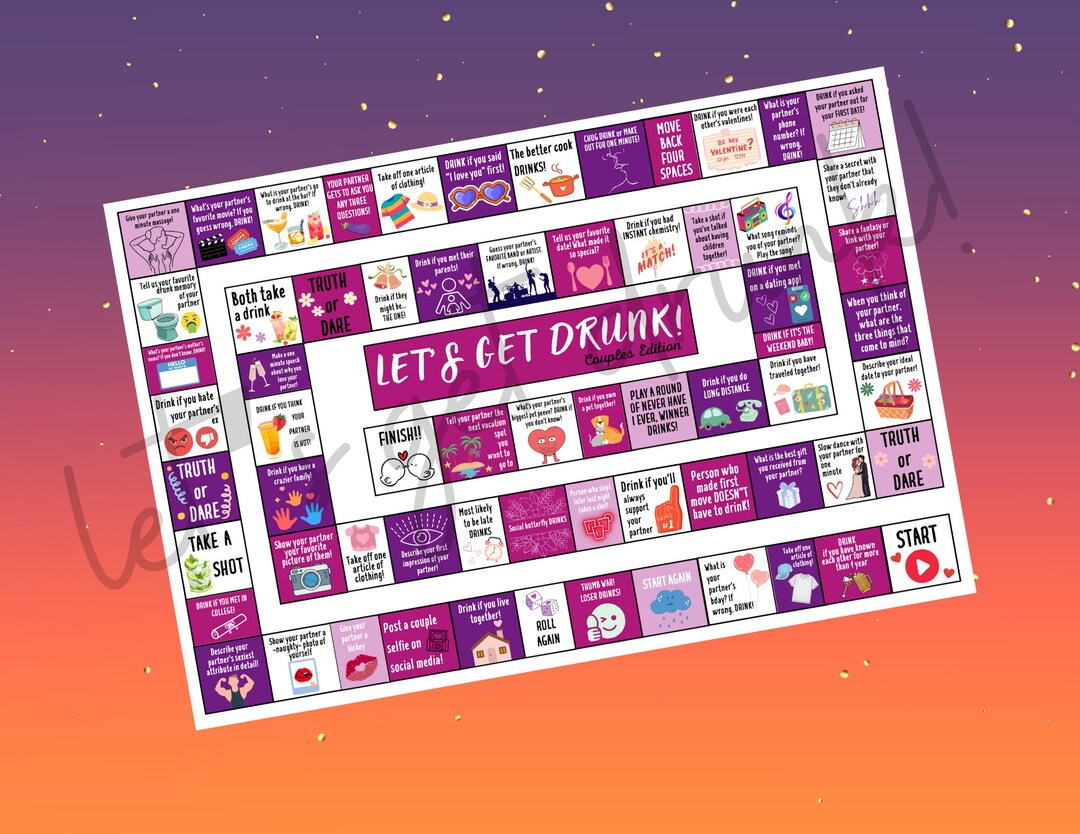 Let's Get Drunk Couples Drinking Game, Intimate Night In - Etsy