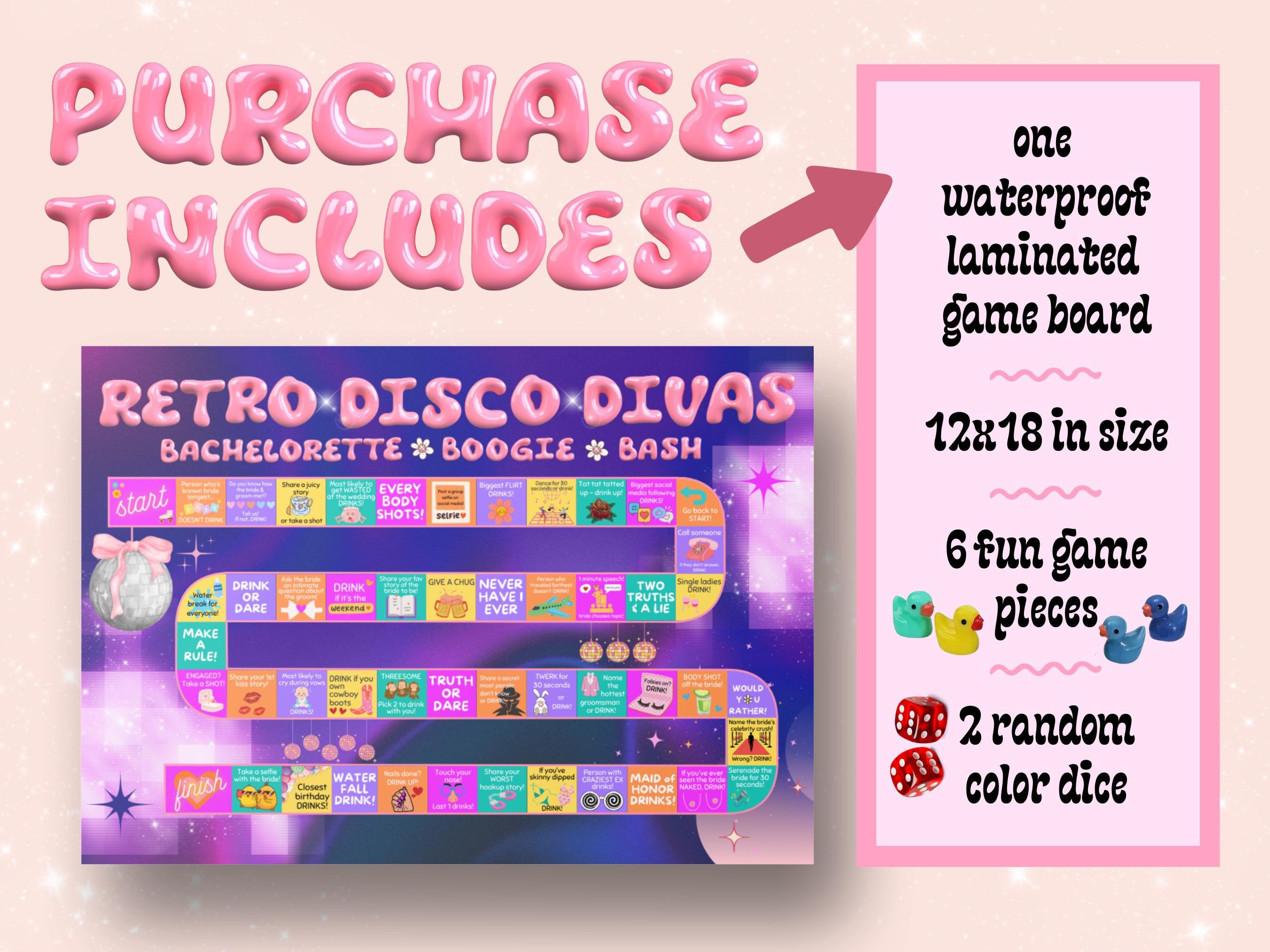 Retro Disco Divas Bachelorette Drinking Board Games, Custom Gifts for ...