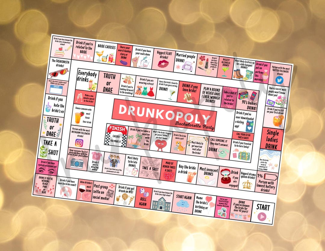 DRUNKOPOLY! Bachelorette Party Drinking Game, Bridal Party, Bridesmaid ...